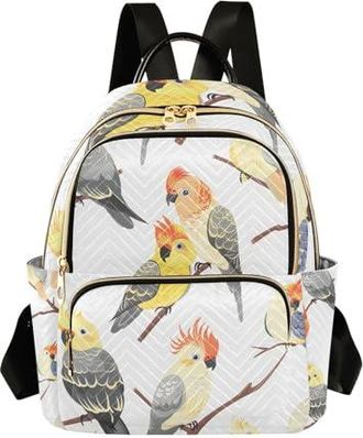 Mnsruu Mini sac à dos pour femme - Pour calopsitte, perroquets, branches, oiseaux tropicaux, petits sacs à dos tendance et décontractés, Multi568, S