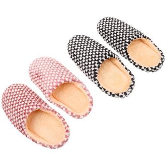 BESPORTBLE Lot de 2 Paires de Pantoufles dH&ocirc;tel pour Couples Antid&eacute;rapantes Lavables Motifs &agrave; Pois Rouge/Blanc 40/41 et Noir/Blanc 44/45 Confortables pour Spa Ch