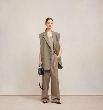 Ami Virgin Wool Oversized Vest - Gray