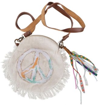 Guru Shop Boho Schultertasche, Hippie Tasche mit Fransen - Modell 1, Unisex - Erwachsene, Baumwolle, 25x25x9 cm