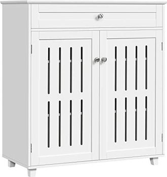 Yaheetech Schuhschrank mit Schublade & Verstellbaren Einlegeb&ouml;den & Lamellent&uuml;r Schuhregal Schuhaufbewahrung Wei&szlig;