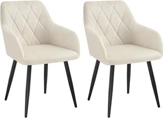 Woltu Chaises Salle à Manger, Chaise de Cuisine en Velours, Assise Rembourrée avec Accoudoirs et Dossier, Pieds en Métal, Blanc, BH352cm-2