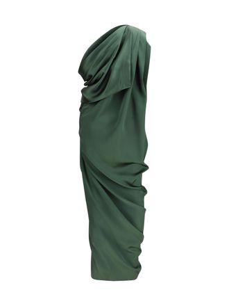 Vivienne Westwood Womens Draped Midi Dress Green Polyester