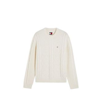 Tommy Hilfiger Pull en maille torsad&eacute;e &agrave; logo en coton