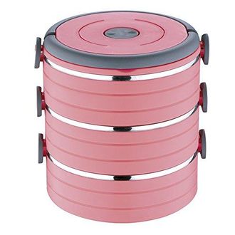 Renberg Lunchbox 3 Etagen 16,5 x 16,5 cm pink