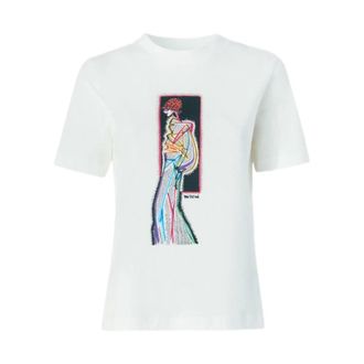 Missoni Bedrucktes Baumwoll-Jersey-Rundhals-T-Shirt - - Tops - Damen - Wei&szlig; - L