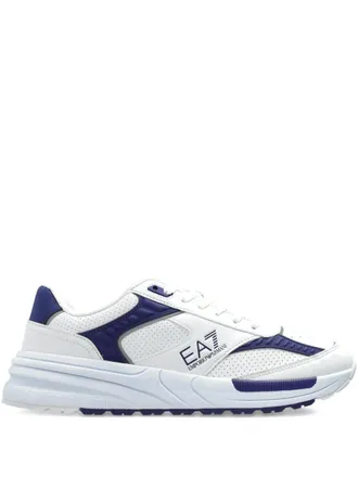 Emporio Armani baskets à empiècements en résille - Blanc