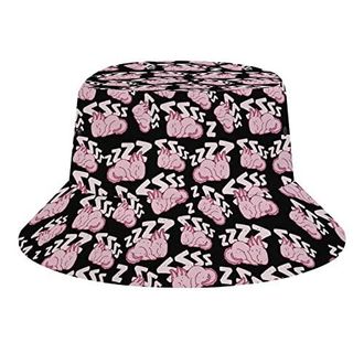 Generic Axolotl Mignon Noir-1 Chapeaux De Visière Mode Chapeau De Pêcheur Léger Pêcheur Cap pour Plein Air Voyage Camping