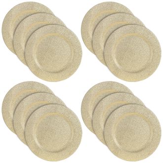 Com-Four 12x Platzteller als Tischdekoration - wiederverwendbare Unterteller - funkelnde Dekoteller für Hochzeit, Familienfeier oder Weihnachten - Charger Ø 33