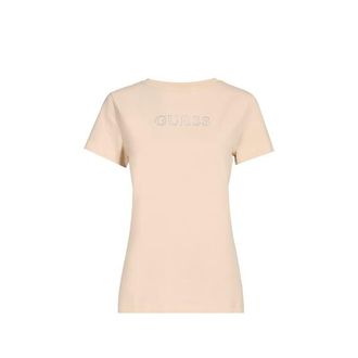 Guess runder Nacken t -Shirt in gemischter Baumwolle - Beige
