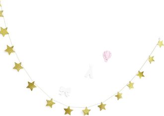 Generico Stern-Girlande zum Aufh&auml;ngen, Girlande mit Glitzersternen, 182 cm, f&uuml;r Verlobung, goldene Sterne, mit 15 Sternen f&uuml;r Verlobung, Hochzeit, Babyparty