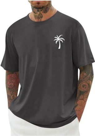 Generic T-shirts &agrave; col rond &agrave; manches courtes pour homme - L&eacute;ger - Hauts de loisirs - Confortable et respirant - Extensible dans de nombreuses couleurs - Chem