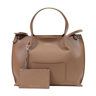 A|X Armani Exchange Shopper aus strukturiertem Stoff mit Kettendetail - - Bags - Damen - Beige - ONE SIZE