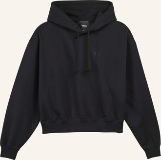 Yohji Yamamoto Y-3 Angerautes Terry Boxy Hoodie Kapuzenjacke schwarz