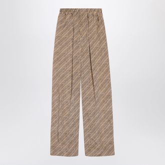 Balenciaga Beige and black Monogram silk cr&ecirc;pe trousers
