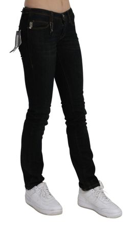 Costume National Womens Black Mid Waist Skinny Denim Cotton Jeans Clothing