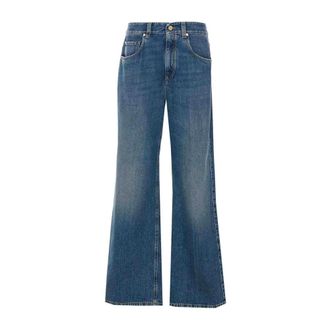 Brunello Cucinelli Jean Taille Haute Jambe Large - Femme - Jeans - Bleu - Taille: 40 FR