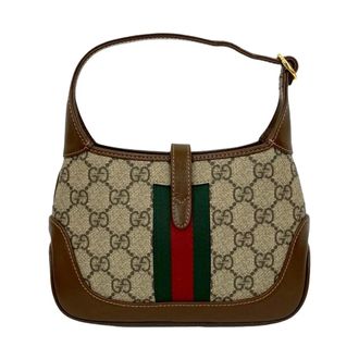 Gucci Pre-owned Canvas Leather Trim Handbag - - Pre-owned - Damen - Braun - ONE SIZE