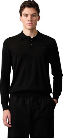 Lacoste Pull-over &agrave; col polo en m&eacute;lange de cachemire - Homme - Pulls - Noir - Taille: S