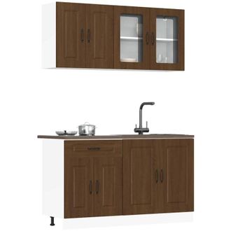 vidaXL 4-tlg. Küchenschrank-Set Kalmar Braun Eichen-Optik Holzwerkstoff Vidaxl