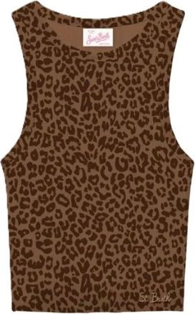 MC2 Saint Barth Femme, Tops, Brun, Taille: 38 FR Ada Rib Tank Top With Patch