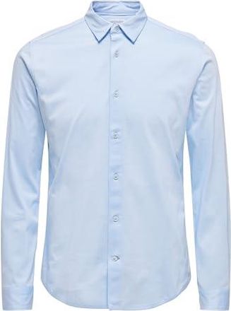 Only & Sons ONSROBIN Button Under LS T-Shirt Stretch, Bleu Ciel, M