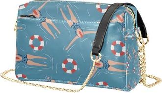 Mnsruu Sacs à bandoulière pour femme, sac à main en cuir avec motif de natation dété