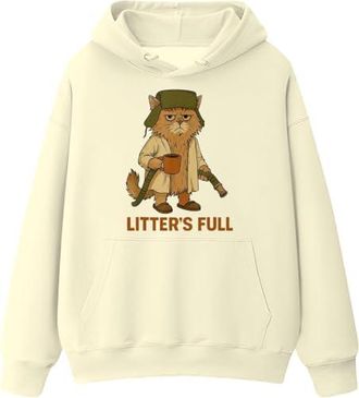 Generic Sweat à capuche pour femme - Motif chat amusant - Pull à manches longues, Jaune crémeux., XXL