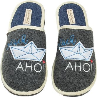 Adelheid Gl&uuml;ck Ahoi Boot Filzpantoffeln - Nordlichter & Weltumsegler - maritim
