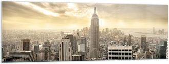 Arttor Panorama Bilder auf Glas 160x50cm Glasbild Stadt Wolkenkratzer Manhattan New York Groß XXL Wanddeko Schlafzimmer Küche Wandbilder Dekoration Wohnzimme