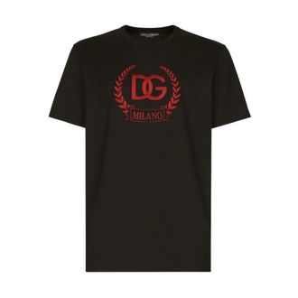 Dolce & Gabbana T-shirt en coton avec logo brod&eacute; - Homme - Tops - Noir - Taille: M
