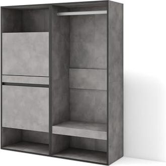 Skraut Home | Schuhregal, Schuhschrank | Schuhaufbewahrung | 120x145x35 cm | Für Schlafzimmer, Zimmer | Offener Kleiderschrank | Moderner Stil | Zement