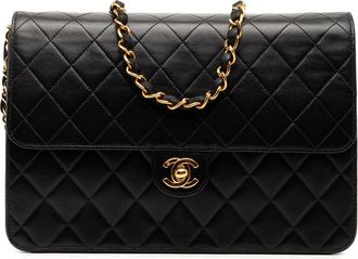 Chanel Hobo Bags - CC Quilted Lambskin Single Flap - Gr. unisize - in Schwarz - f&uuml;r Damen