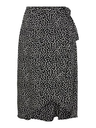 Pieces Damen Pctala Wrap Skirt Noos Bc Rock, Black/AOP:dot,S