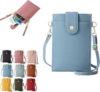 Generic Portefeuille vertical ultra fin pour femme, sac &agrave; bandouli&egrave;re en polyur&eacute;thane, porte-monnaie avec fentes pour cartes, sac &agrave; bandouli&egrave;re 2025, bleu, Ta