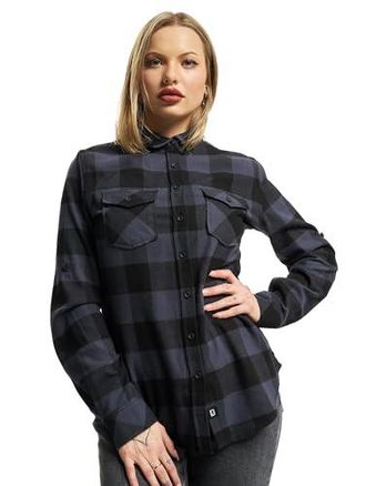 Brandit Women Amy Flannel Shirt Long S, color: black/grey, size: S
