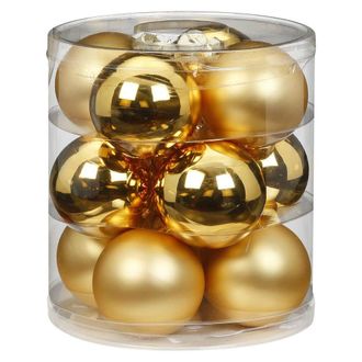 Inges Christmas Decor MAGIC Weihnachtskugeln Glas 8cm 12 STK. Christbaumkugeln Farbe: Inkagold Glanz/matt