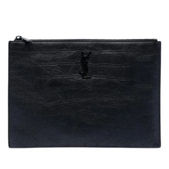 Saint Laurent Pre-owned Sac &agrave; main effet croco - Femme - Pre-owned - Noir - Taille: ONE Size