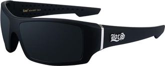 Locs Lunettes de soleil rectangulaires Hardcore Wrap 63 mm pour homme, Finition caoutchout&eacute;e noir mat, Large