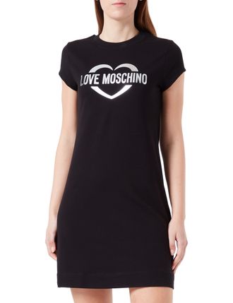 Love Moschino Damen Slim Fit A-line Short-Sleeved Dress, Schwarz, 38 EU