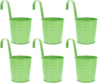 Cabilock Blumentopf Zum Einhängen Balkontöpfe Metall: 6Stück Hängende Blumentöpfe Grün Aufhängen Abnehmbar Haken Eisen Kunst Balkontopf Sukkulenten Kräuter Pfl