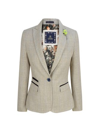 TruClothing Damen Tweed Fischgrätenmuster Creme Jacke Peaky Blinders