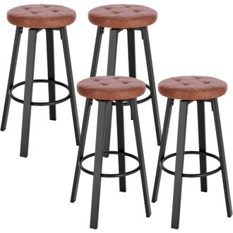 Woltu 4 x Tabouret de Bar avec Si&egrave;ge Similicuir Pivotant, Pieds en M&eacute;tal avec Repose-Pieds, Charge 120kg, Anthracite BH330an-4