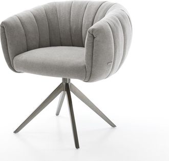 DELIFE Drehstuhl Jada-Flex Strukturstoff Soft Grau Kreuzgestell breit Graphit 360&deg; drehbar Wippfunktion Taschenfederkern, Esszimmerst&uuml;hle