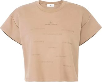 Elisabetta Franchi t-shirt &agrave; patch logo - Tons neutres