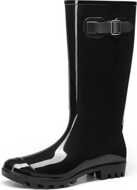 Dream Pairs Bottes de Pluie pour Femmes Imperméables Bottes de Extérieur à Tige Haute Antidérapantes Durable,Size 41,Noir,SDRB2418W-E