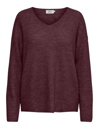 Only Damen ONLCAMILLA V-Neck L/S Strickpullover KNT 15204588, Port Royale/Detail:Melange,XL
