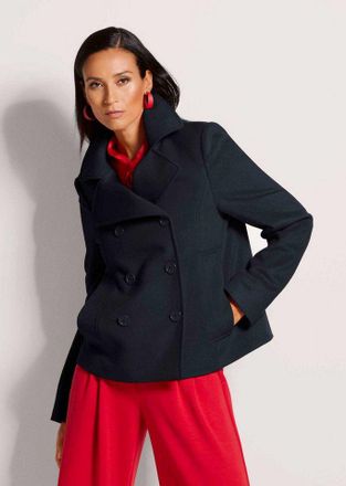 Madeleine Outdoorjacke Elegante Caban-Jacke mit Taschen Wolljacke Zweireihig mit Reverskragen und Taschen