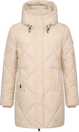 Ragwear Damen wasserdichter und atmungsaktiver Wintermantel Warmer Steppmantel lang mit Verstellbarer Kapuze Diamanta Ecru Gr. M