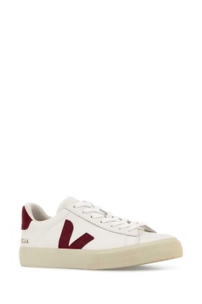 Veja Womens White Leather Campo Sneakers Whitegrenat